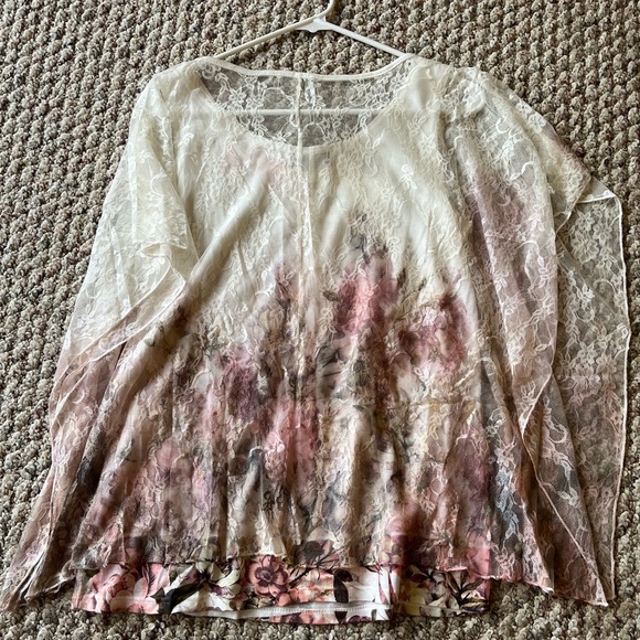 NAIF | Tops | Nwt Womens Lace Sheer Floral Tank Shirt Overlay | Poshmark